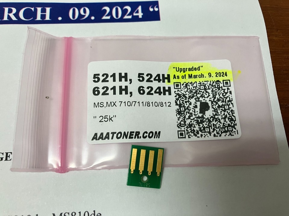 Toner Chip for Lexmark MS MX 710 711 810 811 812, 521H, 524H, 621H ...