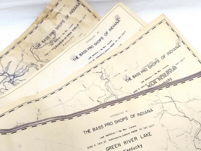 Vintage early BASS PRO SHOPS of INDIANA rare Canvas Promo Fishing Maps ...