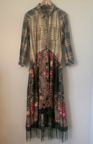 Aratta Silent Journey Womens Duster Large Mixed Media Flannel Floral ...