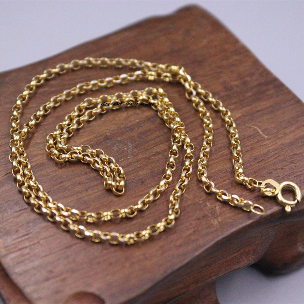 Pure Gold Chain Link Cable Round Flat Link 916 Gold Cable Chain | SK