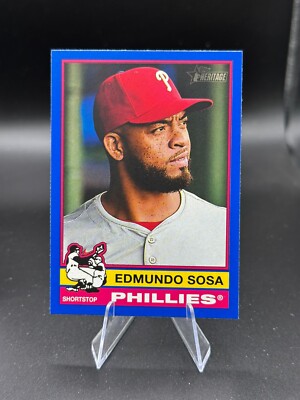 2025 Topps Heritage BLUE Border #250 Edmundo Sosa, Philadelphia ...