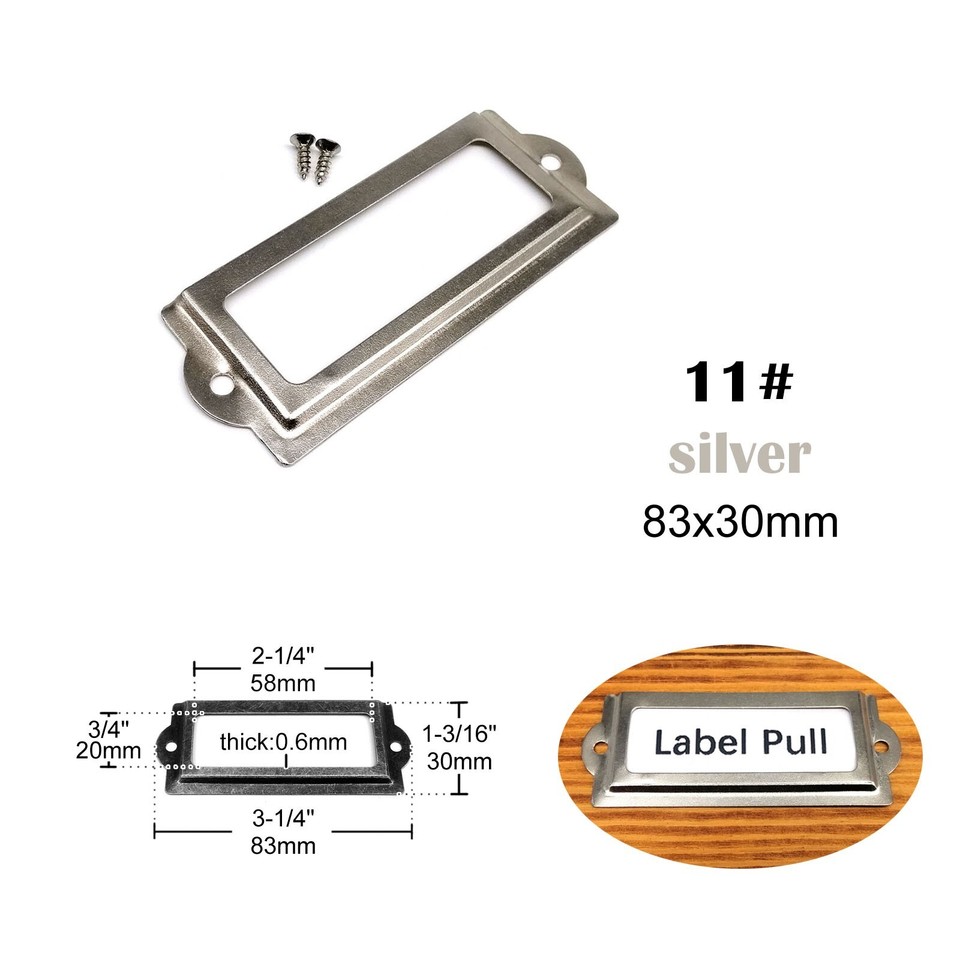 12pcs Cabinet Drawer Door Box Tag Label Pull Frame Handle File Name ...