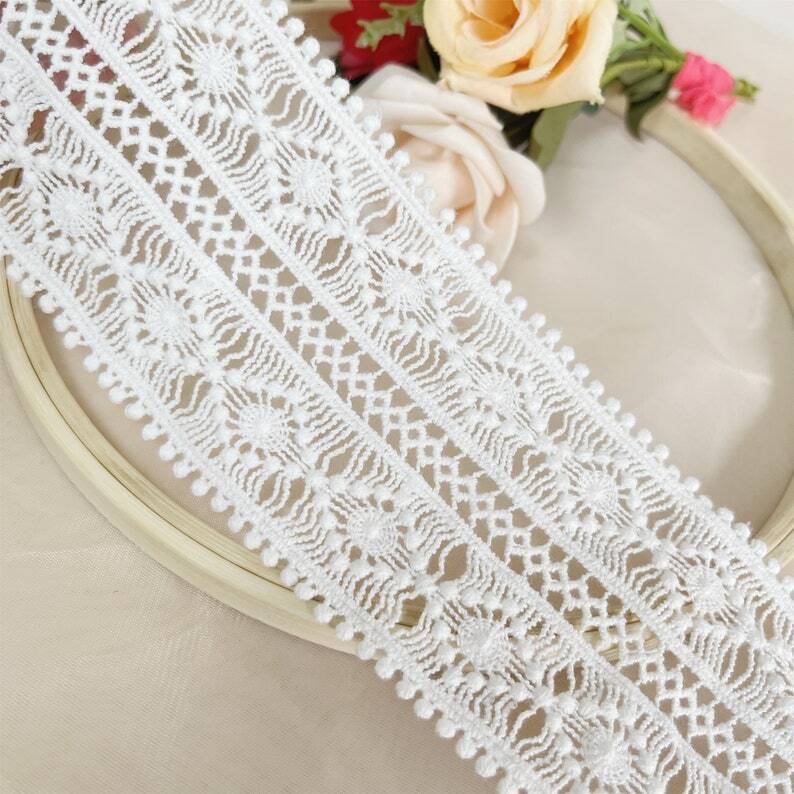 Symmetry Geometry Cotton Lace Trim Circle Dots Borders Crafts Trim 2 ...