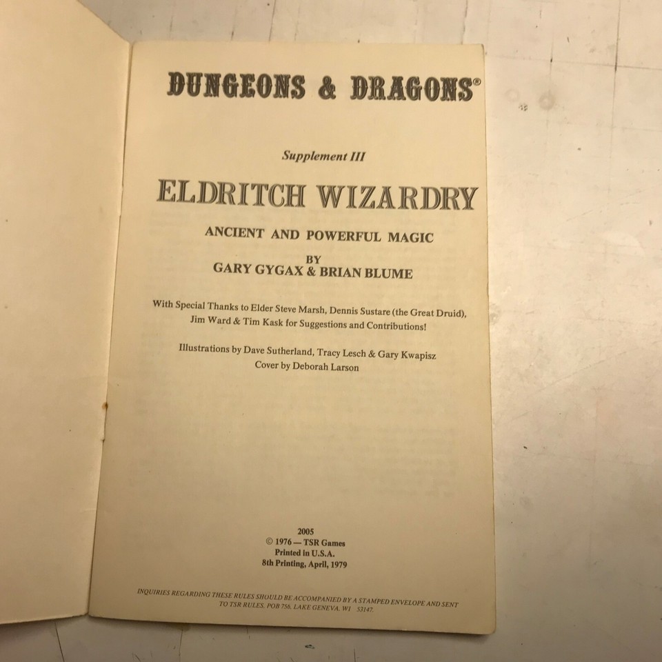 ELDRITCH WIZARDRY SUPPLEMENT III 3 DUNGEONS & DRAGONS wizard LOGO 8th p ...