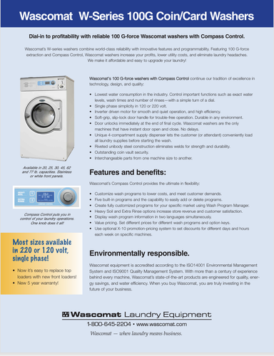 Wascomat W620CC Coin or Card Operated Washing Machine, 110V, 1 Phase ...