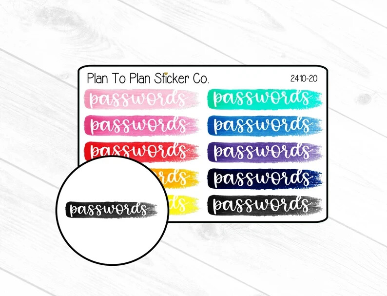2410-20~~Passwords Notes Page Header Planner Stickers | eBay