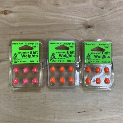 Beau Mac Cheater Bait Weights Trout Salmon Fishing 6-pcs size 14 Lot Of ...