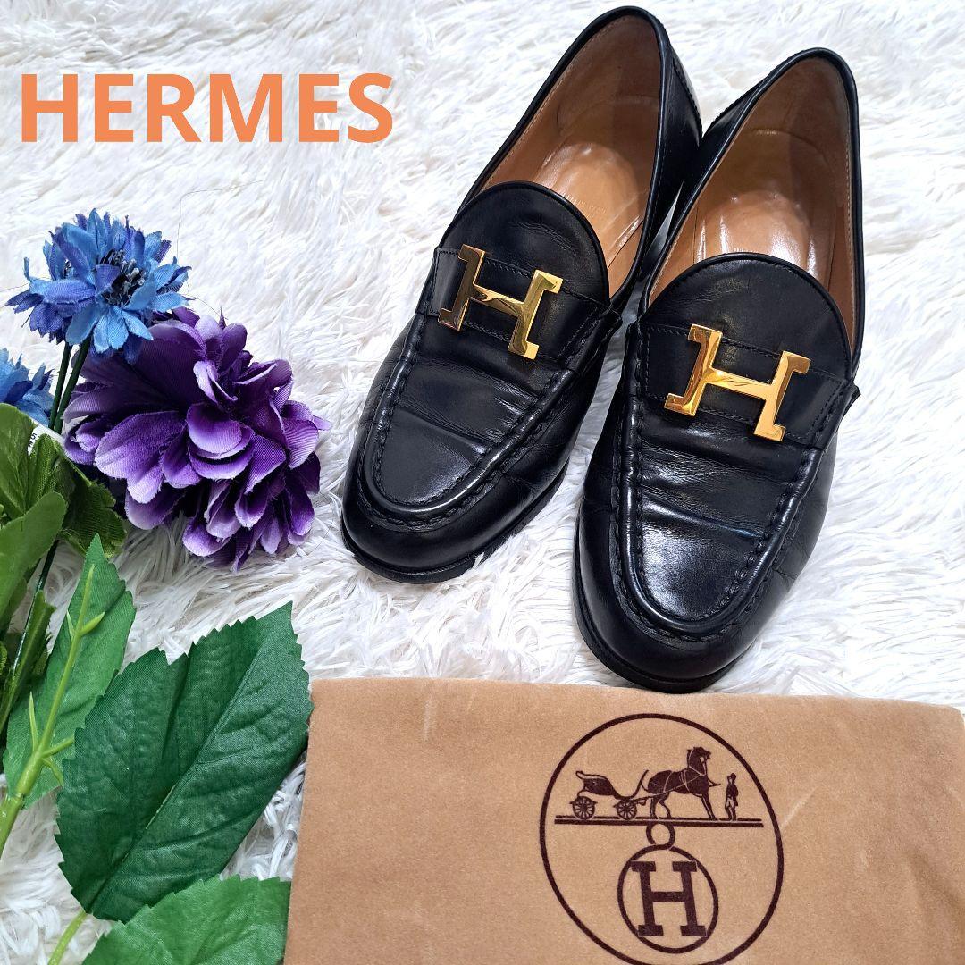 Hermes Constance Shoes Loafer Low Heel Leather Black … - Gem