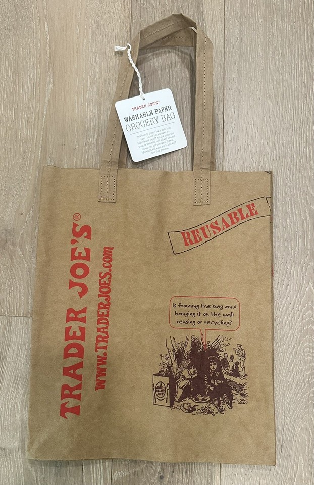 Trader Joe's NEW 💚 RARE WASHABLE PAPER REUSABLE ECO SHOPPER TOTE ...