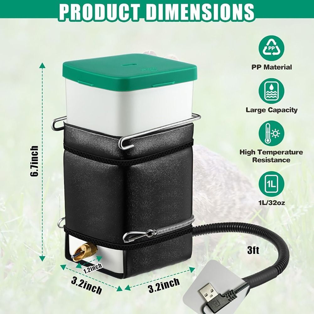 1L/32OZ Heated Rabbit Water Bottle Large Capacity Heated Water Bowl | eBay