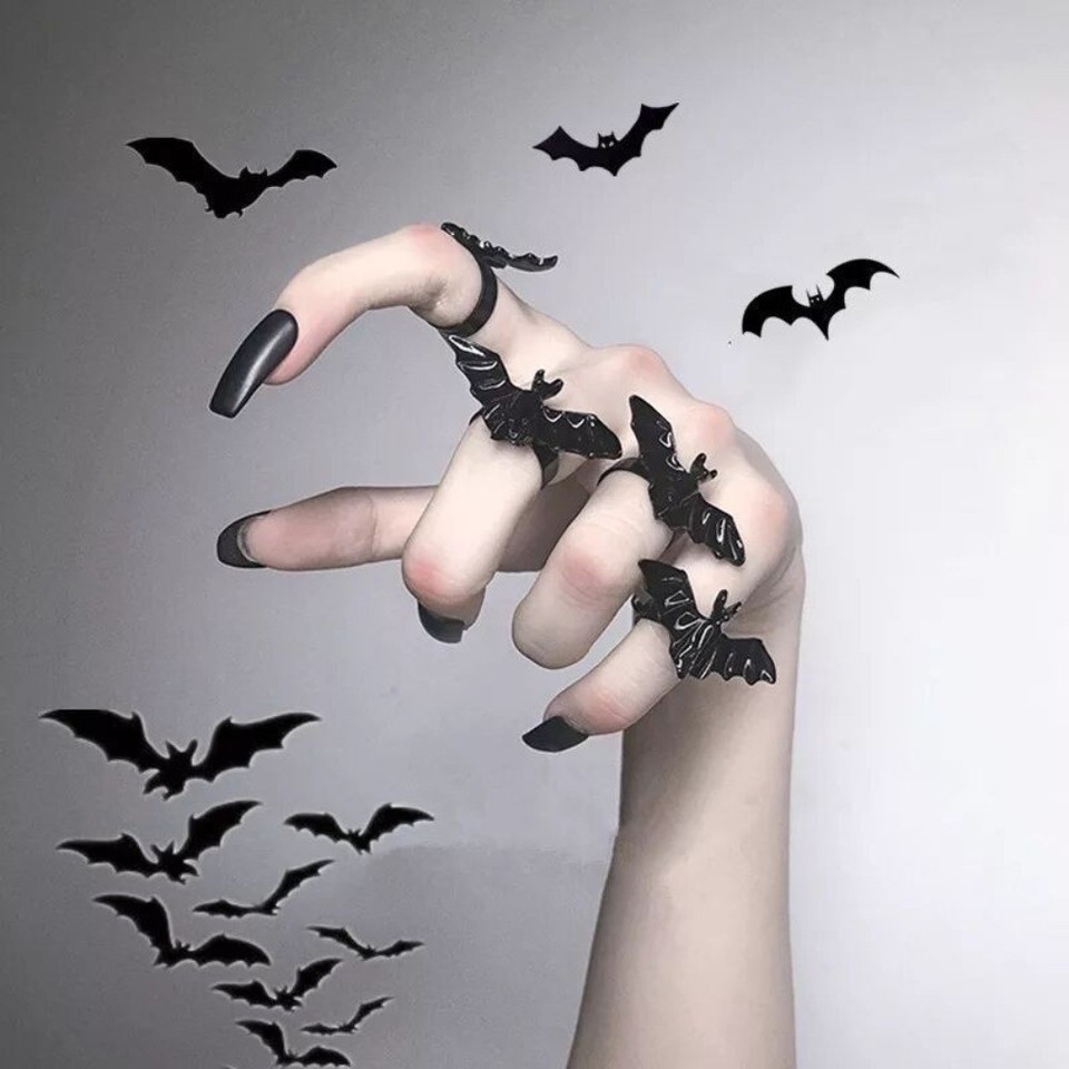 Gothic Black Bat Ring Adjustable Jewelry Festival Cosplay Gift ...