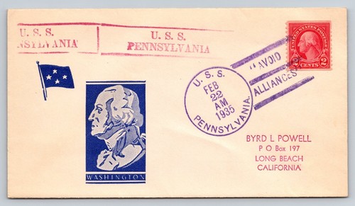 USS Pennsylvania Ship Cancel Cover Avoid Alliances Byrd L Powell ...