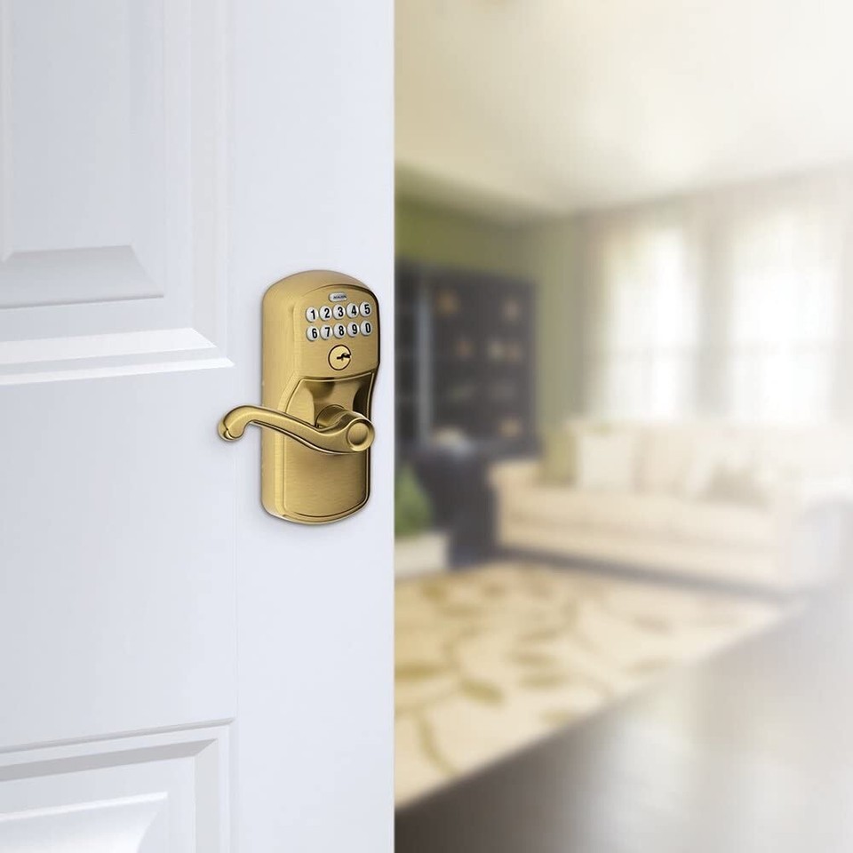 Schlage FE595 PLY 505 FLA Plymouth Keypad Entry & Flex-Lock Flair Style ...