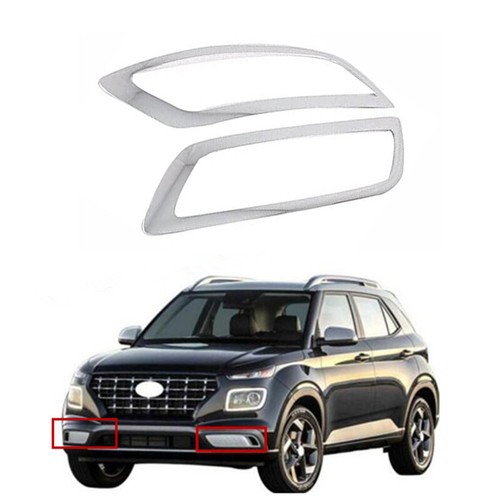 Chrome 2PCS Front Fog Light Bumper Lamp Cover Trim For Hyundai Venue ...