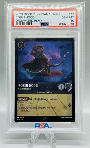 Disney Lorcana Robin Hood Capable Fighter 17/P1 Promo Foil PSA 10 GEM ...
