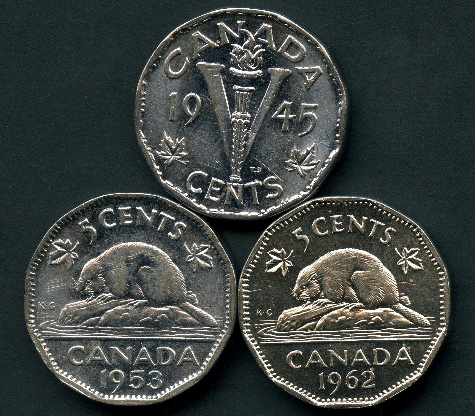 1945 1953 "Shoulder Fold Near Leaf" & 1962 Canada 5 Cent Coins | eBay