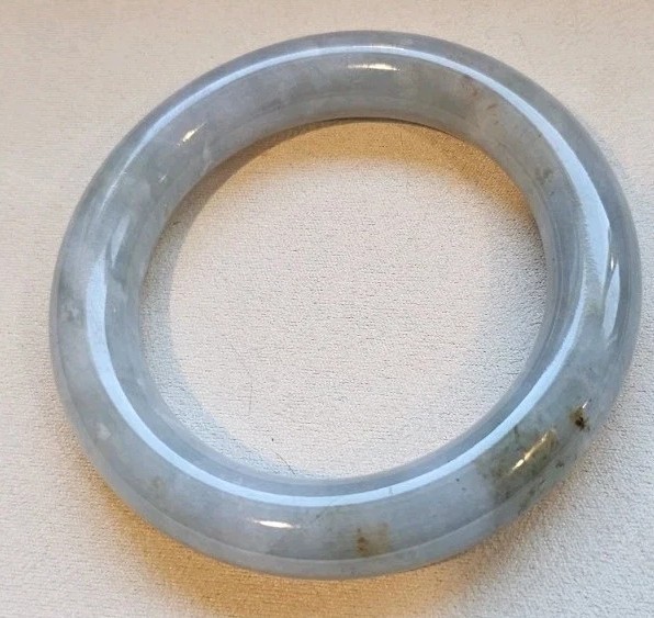 Certified Natural Burma Grade A Jadeite Jade Bangle Snow Flake Blue ...