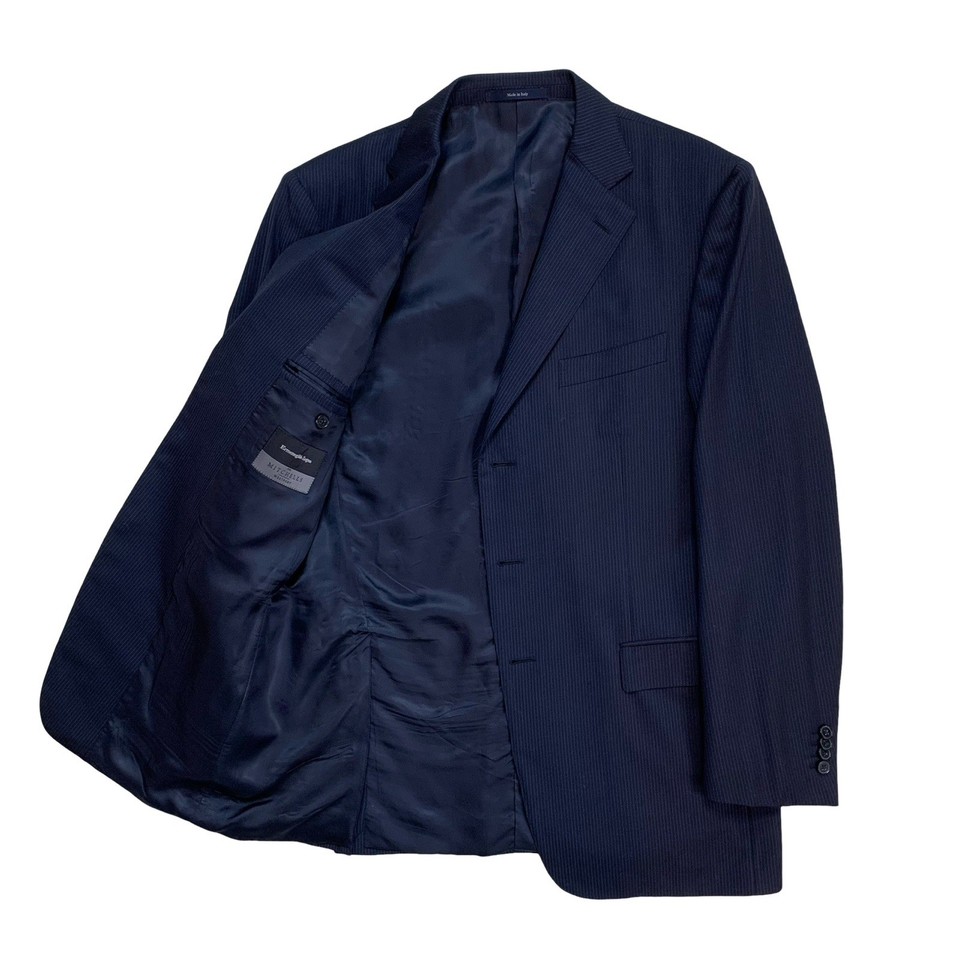 Mens 42 R Ermenegildo Zegna Rom Fit Navy Blue Mini Stripe Wool Suit ...
