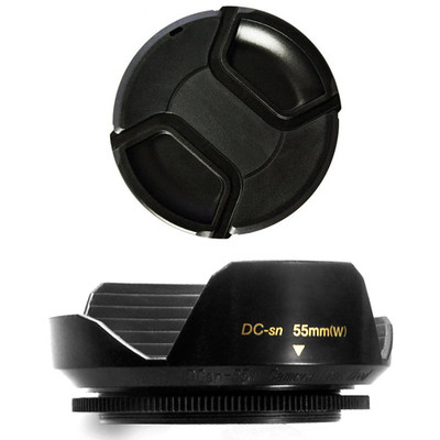 55mm Wide Flower Lens Hood and Lens Cap for Sony Alpha SLT A37 A57 A77 ...