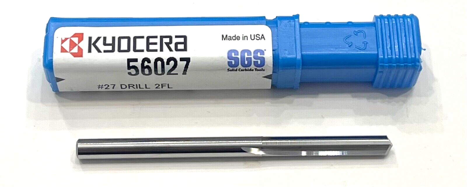 Kyocera #27 Solid Carbide Drill 3xD Straight Flute 2FL 140° Point USA ...