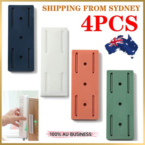 4X Socket Holder Plug Fixer Sticker Punch-free Power Strip Holders Wall ...