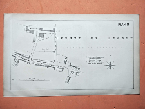 1898 Antique Map of Plumstead High Street widening. Bostall Hill ...