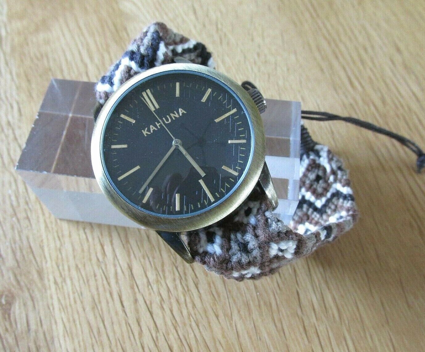 MENS KAHUNA WATCH DARK BROWN DIAL AZTEC FRIENDSHIP BRACELET KGF 0006G ...