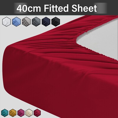 Extra Deep 40 cm Fitted Sheet Full Bed Sheets Single Double King Super ...