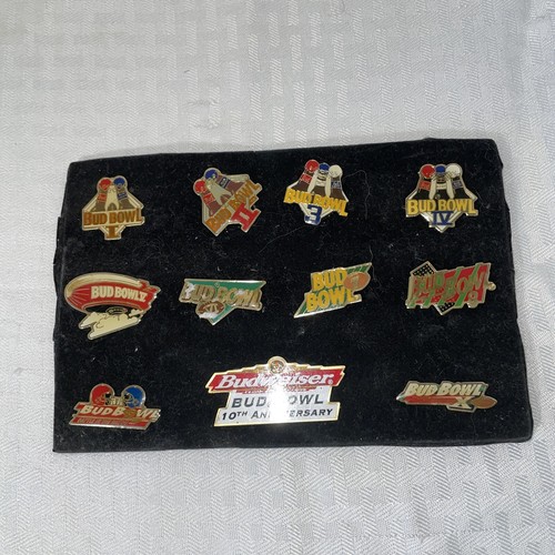 Budweiser Beer Bud Bowl Anheuser Busch Enamel Lapel Pins Lot of 11 ...