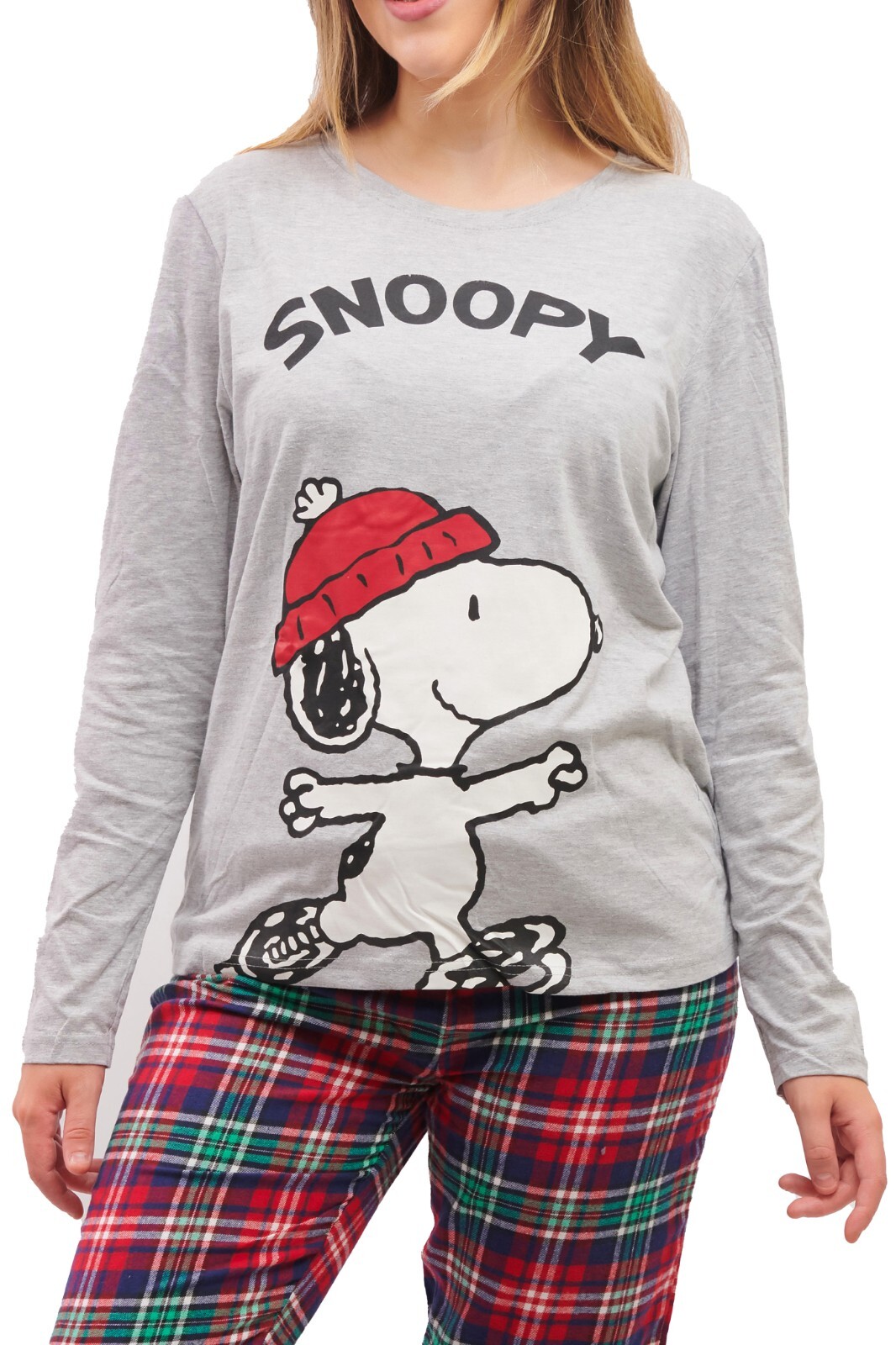 Womens Ladies Pyjamas PJ Top Bottoms Set Loungewear Cotton Snoopy Size ...