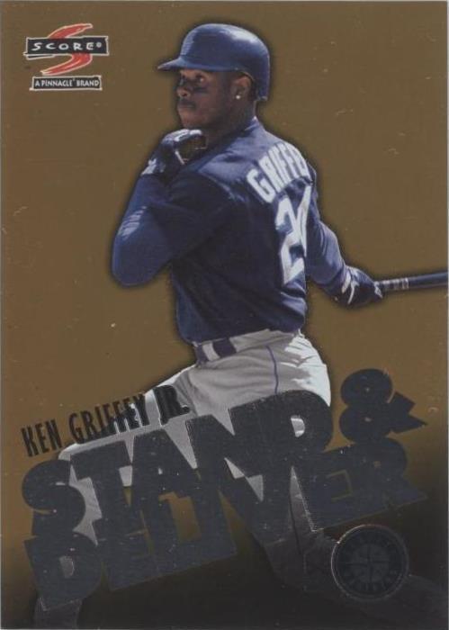 1997 Score - Stand & Deliver Ken Griffey Jr #5 Gold Silver Letters /225 ...