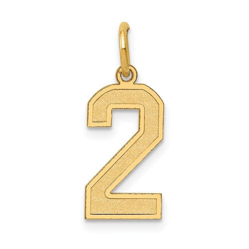 10k Yellow Gold Medium Satin Number 2 Charm Perfect Gift for Her | eBay