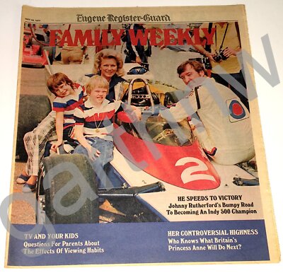 JOHNNY RUTHERFORD, WIFE & KIDS INDY 500 CHAMPION 1977 FAMILY WEEKLY ...