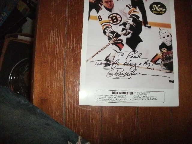 Rick Middleton Autographed Photo Boston Bruins with statistics " NIFTY ...
