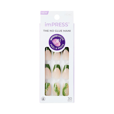 No Glue Mani Press on Nails, Design, 'Ballerina', Neutral/Green, Medium ...