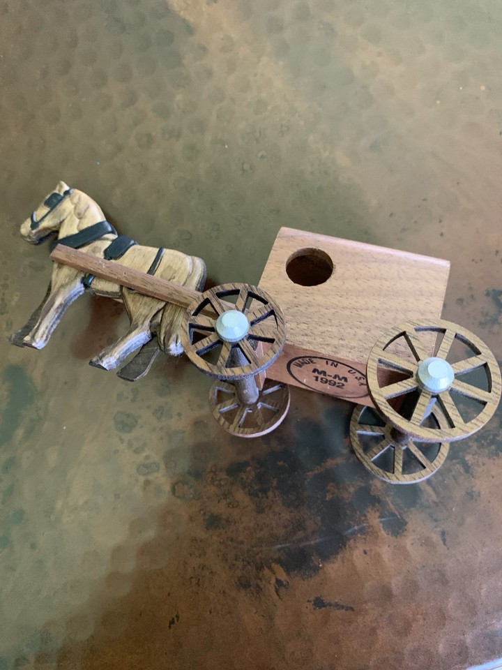 Vintage Made in Lancaster Co Pa Wooden Amish Horse & Buggy M M 1992 ...