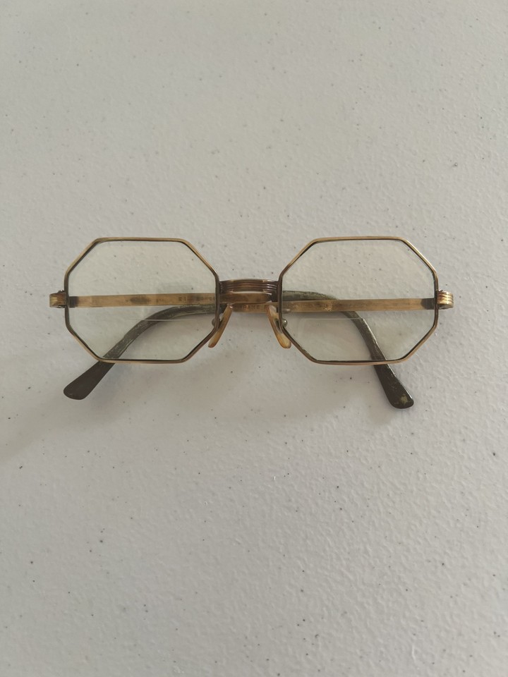 Vintage Eyeglasses Gold Octagon frame 50 made in France | eBay