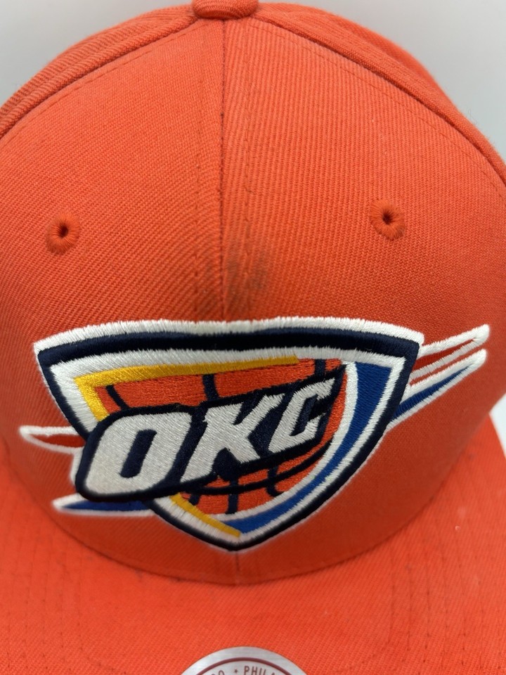 Mitchell & Ness Snapback Hat Cap Orange Oklahoma City Thunder NBA Logo ...