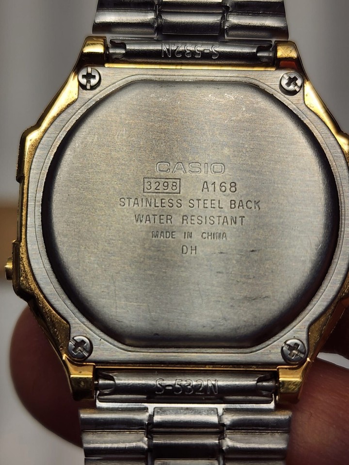 Casio 3298 A168 Gold-Tone Stainless Steel Digital Alarm Chrono ...