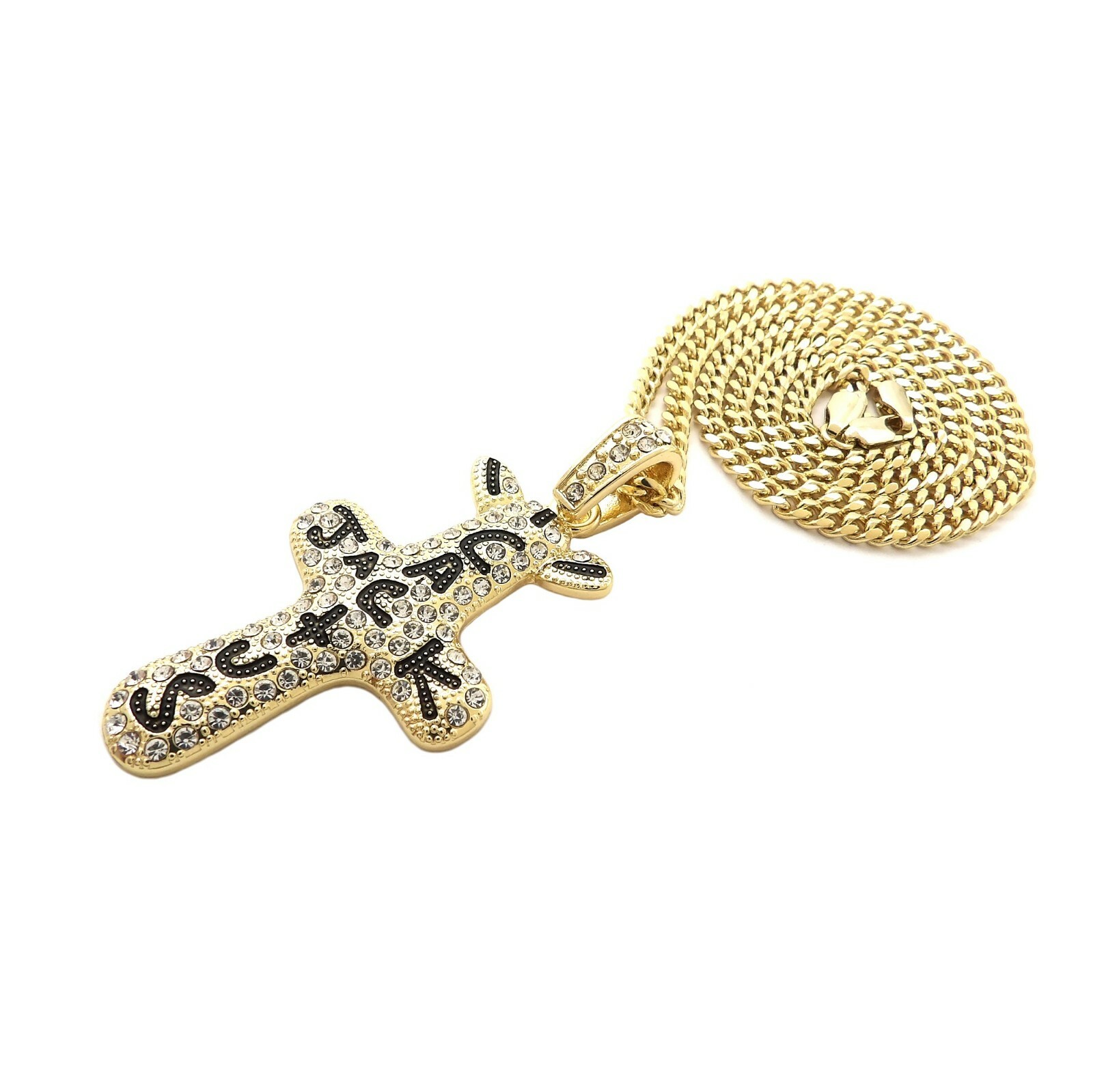 Travis Scott Cactus Jack Cross Pendant 18" 20" 24" Cuban Box Rope Chain ...