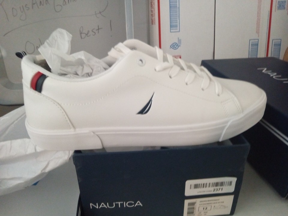 Nautica Graves Mens Size 12 White & Navy Casual Loafer Shoe Sneakers # ...