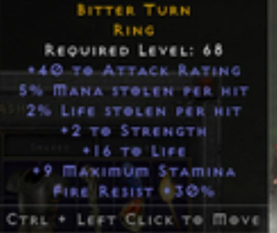 Diablo 2: Resurrected 5%ml/2%ll Dual Leech/str/life/30%fire res Ring ...