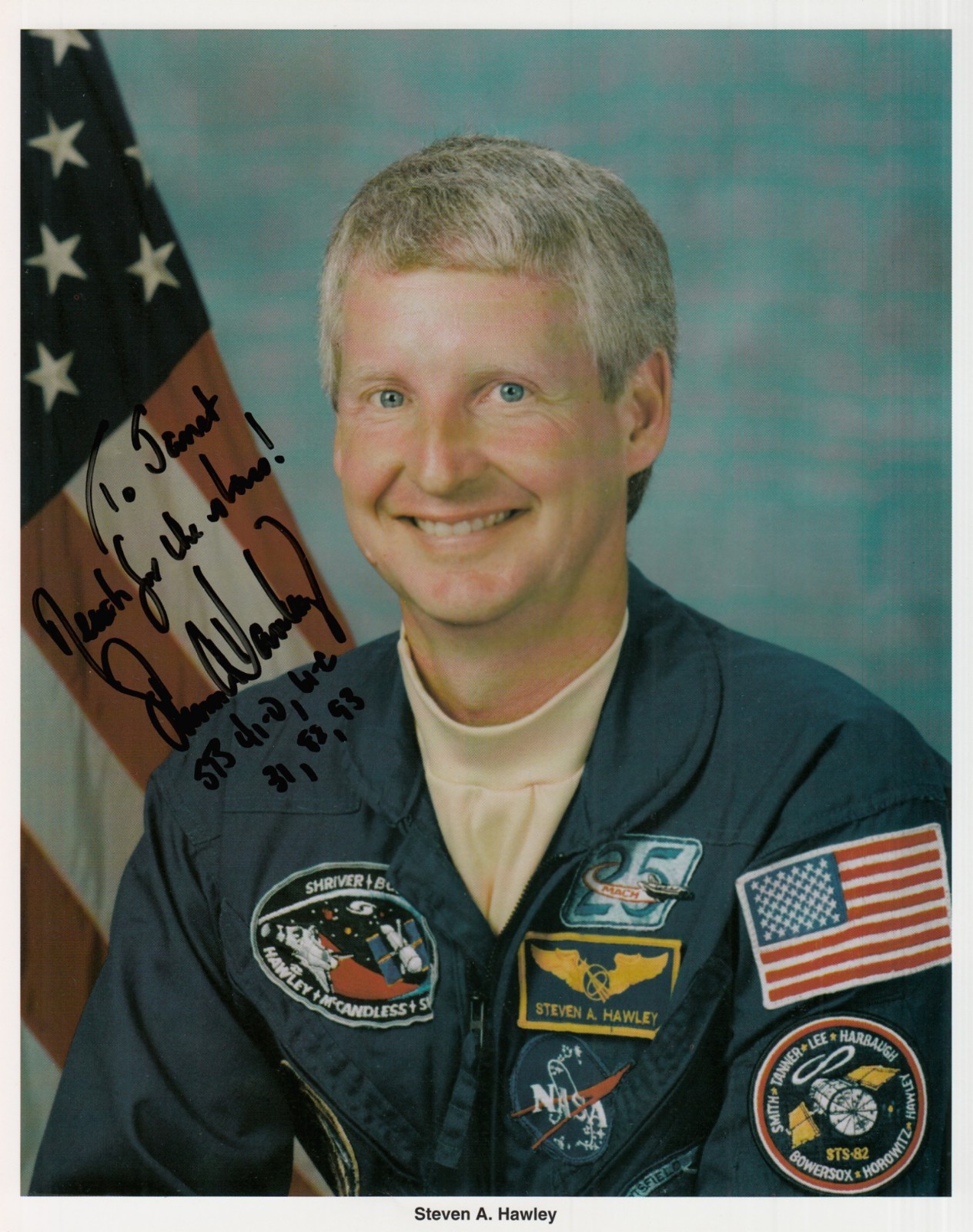 Astronaut STEVEN A HAWLEY hand-signed OFFICIAL NASA 8x10 PORTRAIT w ...