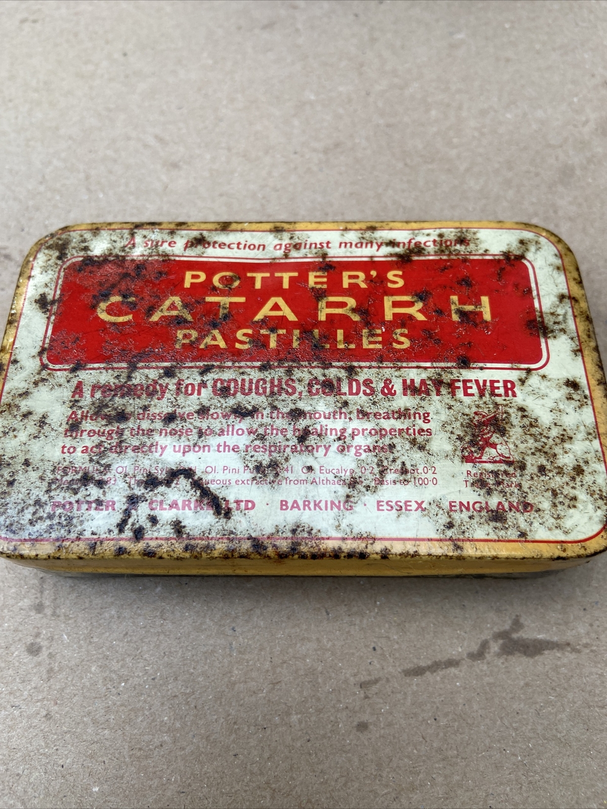 Vintage Antique Collectable Original "Potters Catarrh" Pastilles Tin ...