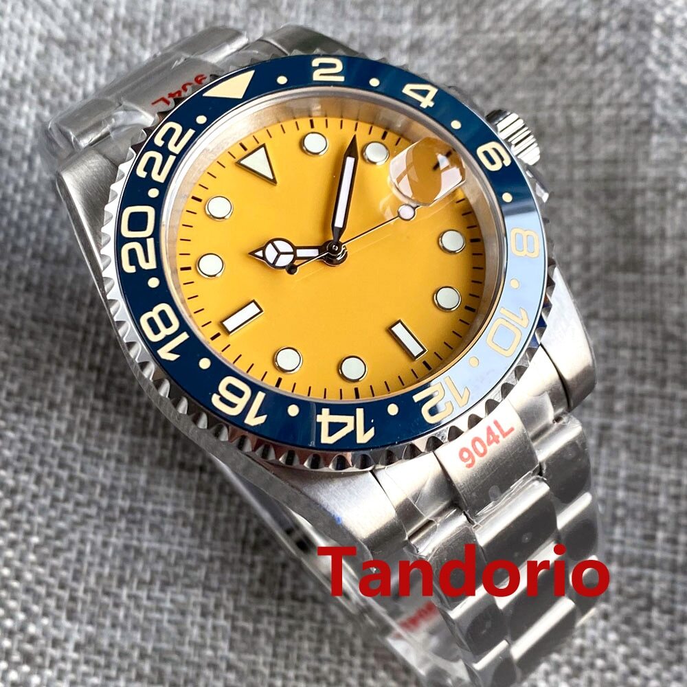 40mm Orange/Yellow Shell Dial Sapphire Glass NH35A Automatic Mens Watch ...
