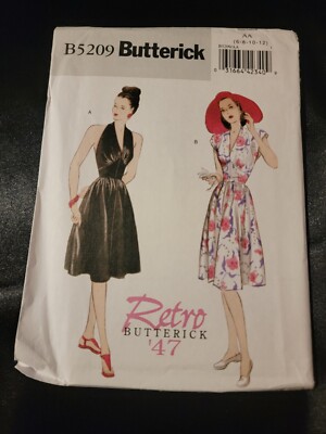 UC Butterick B5209 Sew Pattern Retro Vtg 1940s Halter Sun Dress size 6 ...
