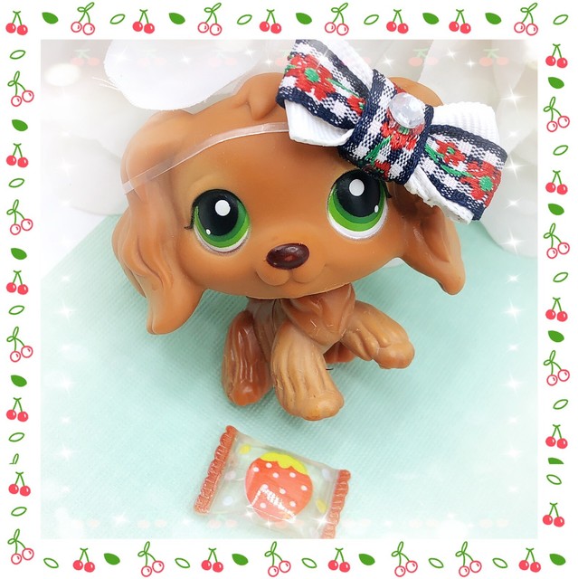 AUTHENTIC Littlest Pet Shop #252 Brown Cocker Spaniel Dog LPS Green ...