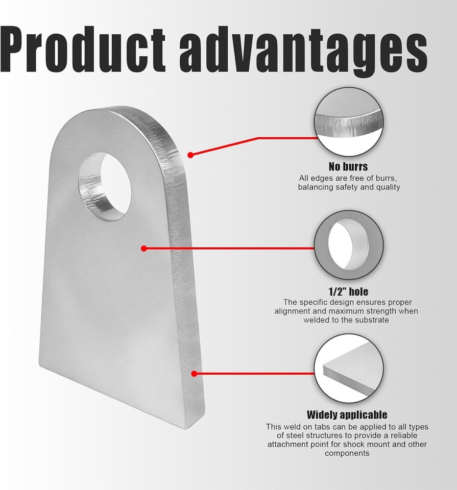 4-Pack Heavy-Duty Weld-On Shock Tabs,Universal Mounting Brackets with 1 ...