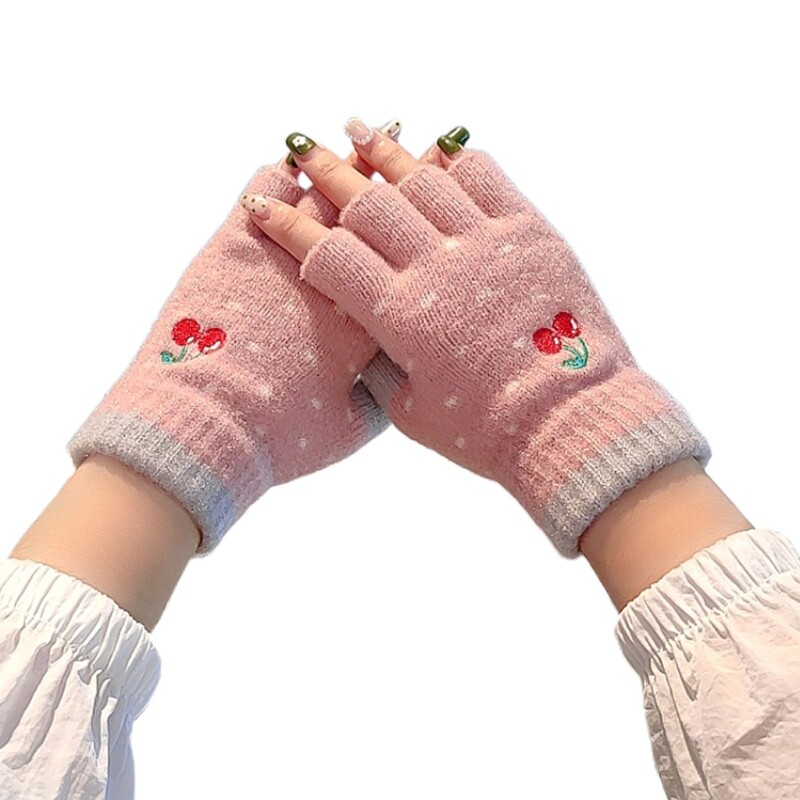 Fingerless Gloves Winter Stretchy Typing Gloves Mittens for Women Teen ...