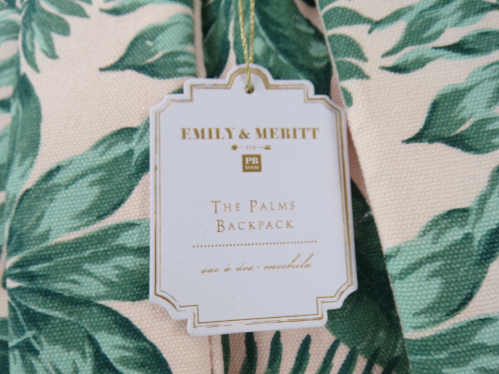 Pottery Barn Teen Emily Meritt Pink Green Palms Palm Tree Backpack 18. ...